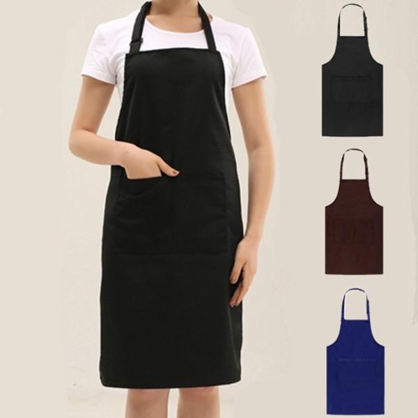 撥水加工を施したポリエステル素材のエプロン水を使う場所でも 撥水効果で安心ですフロントに　大きなポケットが２つあるのでいろんなものを収納できて便利です肩紐は　バックルで長さを調整できるのでぴったり身長にフィットします    キッチン、バイト...