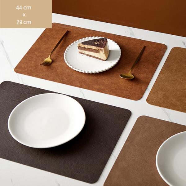 レザーライクな 表面質感防水防汚 フェイクレザー  ランチョンマット気軽に毎日のランチやディナー時におしゃれ感を演出防水防汚仕様でサッと拭くだけでいつも清潔に保てます。  重量  １７０ g４カラー　ワンサイズ