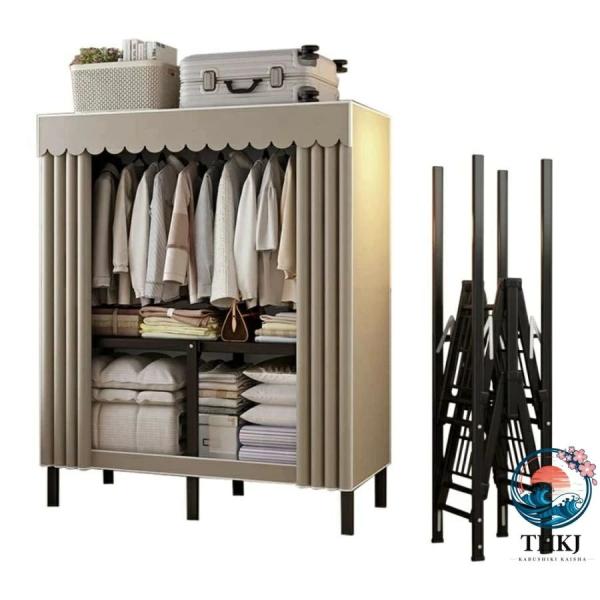 【ワードローブ カバー付き】大容量クローゼットハンガーラックで、衣類収納もラクラク！【組み立て不要】省スペース収納で、忙しいあなたに最適！【防水・防塵・防汚】との機能で、いつでも衣類が清潔に保たれます。【耐用性】環境にやさしい良質な素材で、...