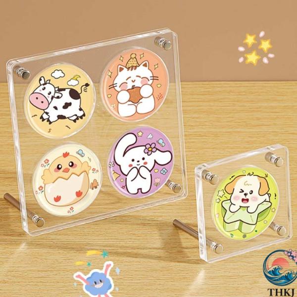 ディスプレイケース 缶バッジ展示 缶バッジ収納 装飾品 展示ホルダー 缶バッチケース アクリル製 ディスプレイスタンド 缶バッチ コレクションケース スタンド付