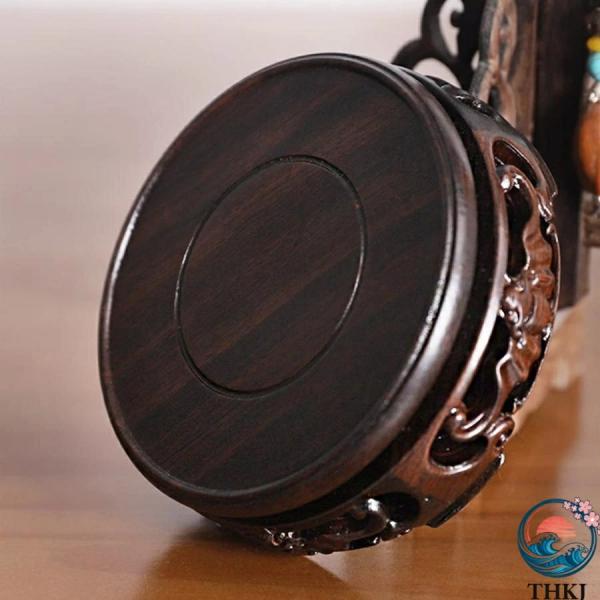 【絶妙な職人技】エボニーウッド製、ベースは彫刻のプロセスを使用し、明るく繊細な色、クリアな質感、ウッドベースは芸術作品です。【幅広い適応性】ベーススタンドは非常に実用的です。花瓶、植物、仏像、テーブルランプ、金魚鉢、壷などに適しています。小...