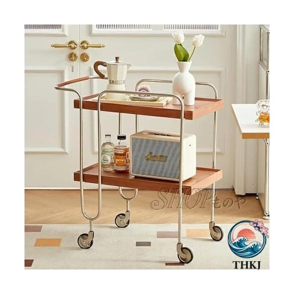 ? レトロなデザイン：モバイルストレージカート、ホームストレージ、さまざまなスペースでの保管に適しています。シンプルで軽量、クリアな丸太の質感がベビーカーに自然な雰囲気を与え、小さなスペースでも静かな時間を楽しむことができます。? ロック機...