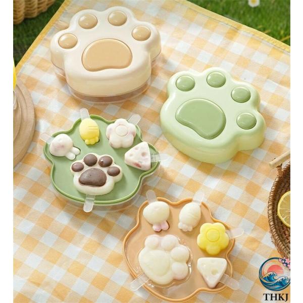 アイスキャンディーメーカー 猫爪 製氷皿 アイスクリーム 製氷器 かわいい 子供 おもちゃ DIY アイスキャンデー型 蓋付き アイスキャンディーメーカー 5個取 フ