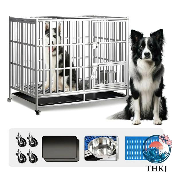 ? 【犬 ゲージ 】この犬用ゲージは、いたずら防止や脱走防止のために最適な場所を提供します。5つのサイズをご用意、中型犬、大型犬、小型犬まで、さまざまな犬種に対応可能で、犬の安全をしっかり守ります。? 【耐久性抜群】頑丈なステンレス鋼製た犬...