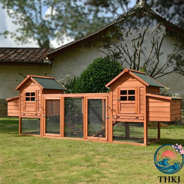 ? 【広い居住空間鶏小屋】-頑丈で用途の広い超大型チキンコープ、メインハウスが2つあるチキンコープ、組み立て後、全体のサイズは313x70x108cmです。下部にあるランニングケージの大きなアクティビティスペースのデザインは、鶏、ウサギ、ア...