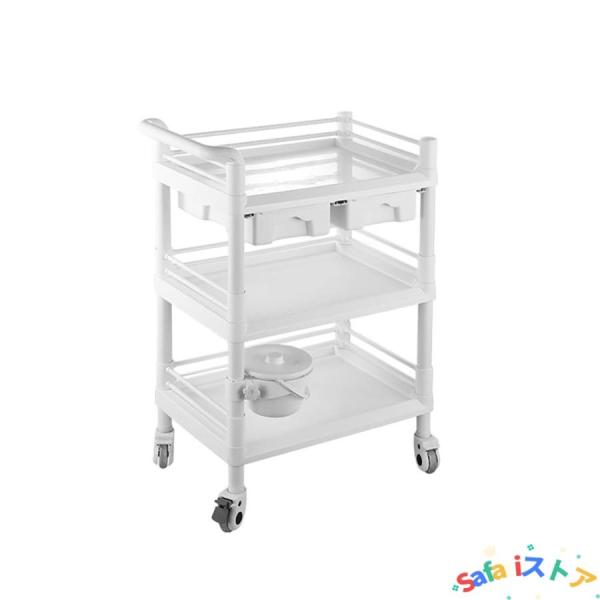 材質：高品質のABS素材で作られており、安全、無臭、老化防止、強い靭性、滑らかな表面、耐食性があります。移動が簡単：キャスター付きの医療カート、4つのサイレントスイベルホイール、移動が簡単で安定しています。 快適なアームレストによりカートの...