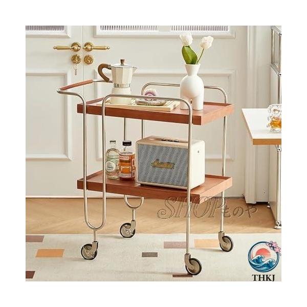 ? レトロなデザイン：モバイルストレージカート、ホームストレージ、さまざまなスペースでの保管に適しています。シンプルで軽量、クリアな丸太の質感がベビーカーに自然な雰囲気を与え、小さなスペースでも静かな時間を楽しむことができます。? ロック機...