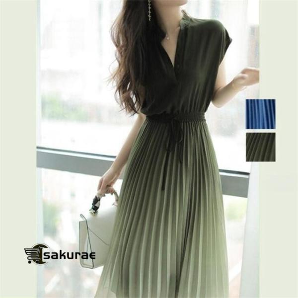 ■素材：ポリエステル■カラー：グリーン、ブルー(写真より濃い、ネイビーに近いです。)■サイズ：[S] 着丈:約112cm 肩幅:約49cm ウエスト:約66cm 胸囲:約82cm[M] 着丈:約113cm 肩幅:約50cm ウエスト:約70...