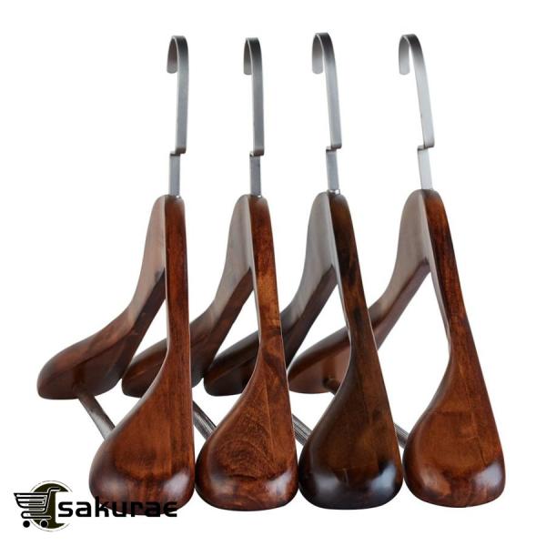 材質：天然木、ステンレス　サイズ：横44.5*縦23.5*肩幅6ｃｍ　重量：約220ｇ（一本当たり）「フック」：360度回転式　原産国:中国　発送元：中国品質：フックは断面を平たくした金具を使用しているため、クローゼットにかけた時も重い衣類...