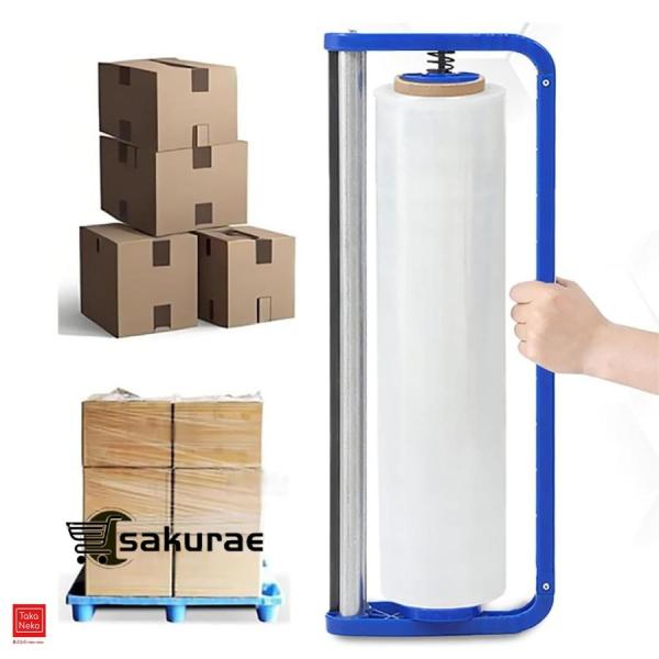 手動ストレッチフィルムホルダー 自立式 幅50cm以内適用 ハンディラップ ストレッチフィルム包装機 フィルムディスペンサー フィルムカッター付属 業務用 ハンデ