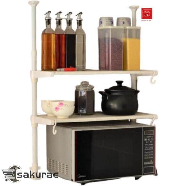 キッチンラック 突っ張り式 2段ラック 伸縮可能 高さ68-110cm 全体耐荷重20kg 調味料ラック 壁面収納 突っ張りラック トイレ キッチン 省スペース つっぱり棚 設