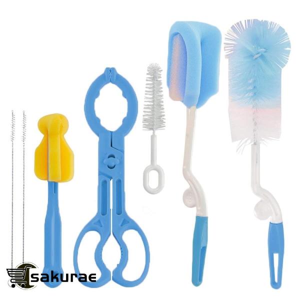 【安全・安心】食品衛生に優れたPP素材と高品質なスポンジを採用しており、柔らかくて吸水性も抜群！お湯に強くて衛生で安全、哺乳瓶と乳首の先を破らず傷つけにくくて、安全性と耐久性も優れています。【清潔・綺麗】柔らかなスポンジブラシは口が狭い哺乳...