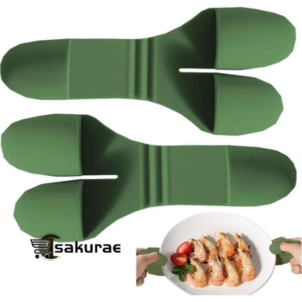 シリコンオーブン手袋耐熱火傷防止クリップ、ペアミニ ゴム製 指サック、キッチン ピンチミット、かわいい調理 滑り止め指カバー 調理器具 電子レンジ レンジ ケ