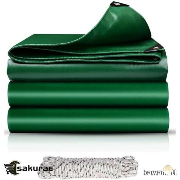 トラックシート 2ｍ 3ｍ 4ｍ 5ｍ 6ｍ 7ｍ 8ｍ対応 450ｇ/m2厚手 防水仕樣 PVC帆布 ゴムロープ付属 トラックシート 日焼け防止 耐候性 耐凍性 四角加固 グリーン