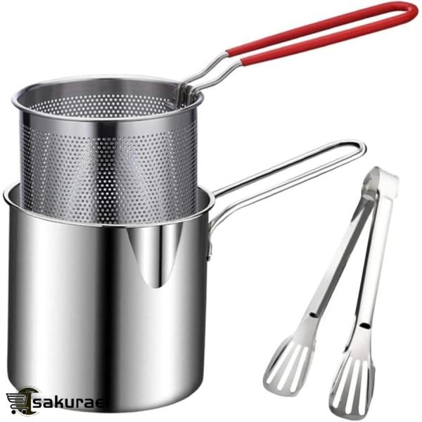 【ステンレス鋼(304)製】フードグレード304ステンレス材質ので耐衝撃性が良く、壊れにくいです。熱伝導が速く、高温でも有害物質が分解されず、健 康を保証します。【油を節約お手入れ簡単】天ぷら鍋揚げ物 鍋取り外し簡単なかごとコールドタッチハ...