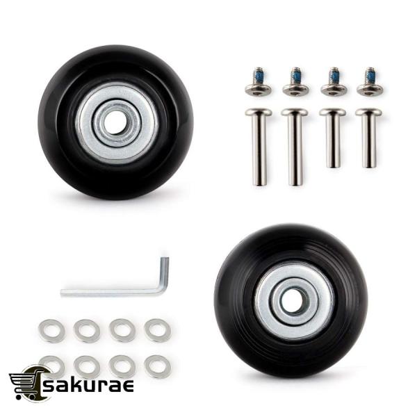 【セット内容】車輪用交換タイヤキット：キャスター*2、 ボルト*4、ネジ*4、 ワッシャ ー*8 、レンチ*1【サイズ】ボルト30mm，35mm(二種類も含まれる)車輪40*6*18mm【適用範囲】ショッピングカート スーツケース キャスな...