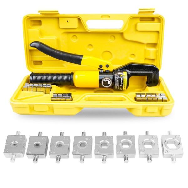 【適用範囲】手動油圧式圧着工具は4~50mm2のアルミ端子と6~70mm2の銅端子の圧着にお勧めます。JIS対応品ではないですが、圧着という機能は丸型スリーブの利用も可能です。【8種類のダイス】4、6、10、16、25、35、50、70mm...