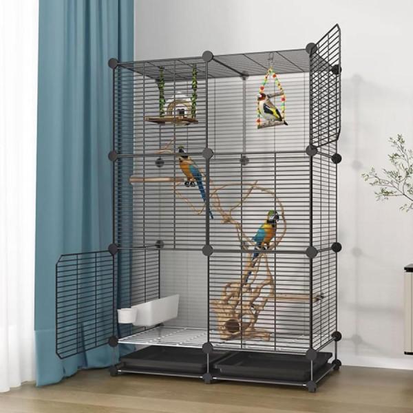 大型鳥かご 鳥籠 鳥 ケージ インコ ケージ 屋内 屋外用金属製鳥かご 大型オウムケージ 鳥かご 取り外し可能なトレイ付き - 中型の小型鳥 オウム ラブバードフィ