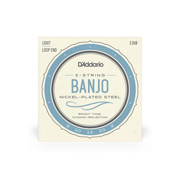 D'Addario バンジョー弦 ニッケル Light 5弦 EJ60Set Banjo Nickel Light 9-20ゲージ：PlainSteel .009 , .010 , .013 , NickelWound . 020 , Pl...