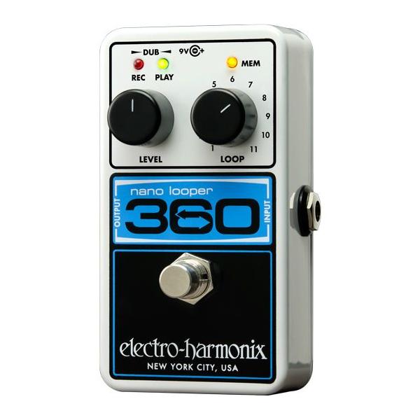 NANO LOOPER 360はコンパクトかつ手頃なペダル・ルーパーで、360秒のループレコーディングタイムを持ち、11トラックのループ設定・保存が可能です。