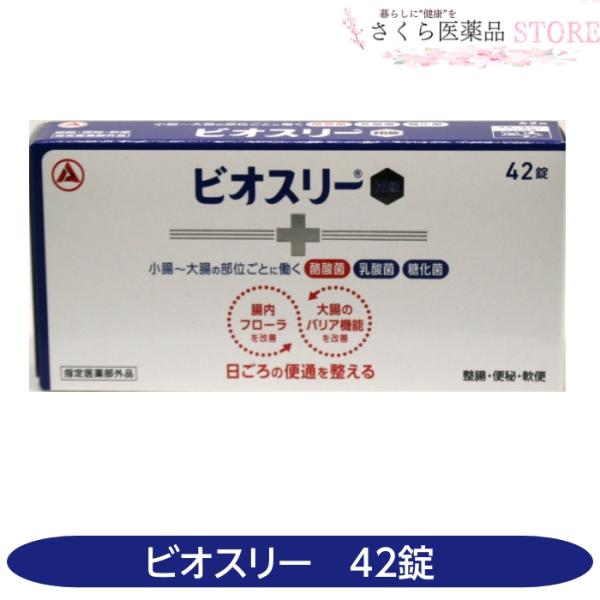 ビオスリーは小腸から大腸の部位ごとに働く3種の活性菌（「酪酸菌」，「乳酸菌」，「糖化菌」）を配合しています。腸内フローラと大腸のバリア機能を改善することで，日ごろの便通を整えます。便秘や軟便にも，日ごろのおなかのケアにも使えます。のみやすい...