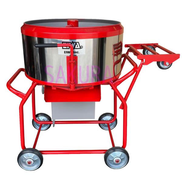 ドラムサイズ：口径680mm×高さ350mm重量：約80kg出力：100V-0.75kw容量：80Lサイズ：全長790mm×全幅800mm×全高1050mm名古屋トーカイ　アップダウンミキサー2.8型　日工（トンボ工業）キャリーアップミキサ...