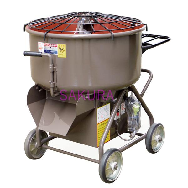 モーター保護装置付き品名：ハンディミキサー型式：ＰＭ−２３Ｇ混合量：75L（2.5切） / ドラム容積106L1袋練り用(25kgセメント袋) サイズ：機長840x幅700x高900mmドラムサイズ：直径640x深さ330mm重量：77kg...