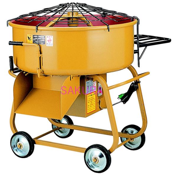一輪車への直取り可モーター保護装置付き品名：４切ミキサー型式：ＰＭ−４０ＧＨ（脚高タイプ）混合量：130L（4切） / ドラム容積190L２袋練り用(25kgセメント袋) サイズ：機長940x幅1,070x高1,080mmドラムサイズ：直径...