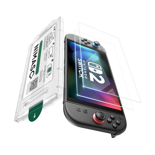 【対応機種】Nintendo Switch 2/スイッチ 2 対応（Switch2専用の保護フィルム、他の機種は対応しておりません ）「わずか3秒で貼りつけ完了！初心者の方でも簡単・キレイに貼り付け」NIMASO独自の自動除塵ガイド枠が登場...