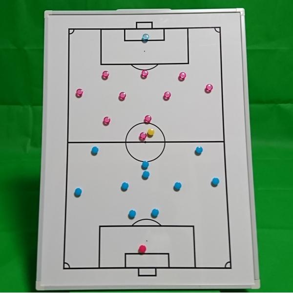 作戦ボード　サッカー◆盤面は付属マーカーペン（ホワイトボード用）で書き消しが出来ますので　細かな動きを指導できます。◆裏面のスタンドを出すことで、地面に自立させられますので　上からのぞき込まなくても座ってミーティングが出来ます。◆スタンドに...