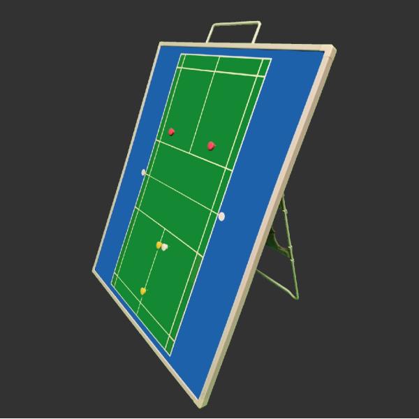 【発売日：2019年07月10日】作戦ボード　バドミントン　◆盤面は付属マーカーペン（ホワイトボード用）で書き消しが出来ますので　細かな動きを指導できます。◆裏面のスタンドを出すことで、地面に自立させられますので　上からのぞき込まなくても座...
