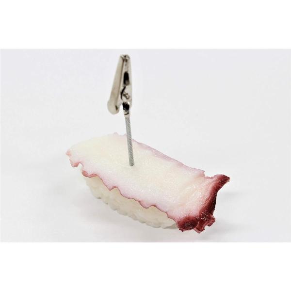 メモスタンド、写真立て、プライスカード等色々使えます。塩化ビニール製一つ一つ手作りですので着色・盛付けには個体差があります食品サンプルサイズ　約72mm×31mm×H28mm、クリップサイズ　約82mm〜85mm（食品サンプルに差し込むと約...