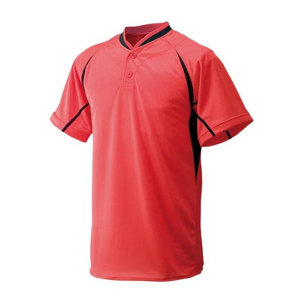 [メール便OK]ミズノ MIZUNO 52LE26200 マルチベースボールシャツ（ハーフボタン小衿付き) 野球・ソフトボール レッド 赤 [ユニセックス]メンズ セカンドユニフォームにも