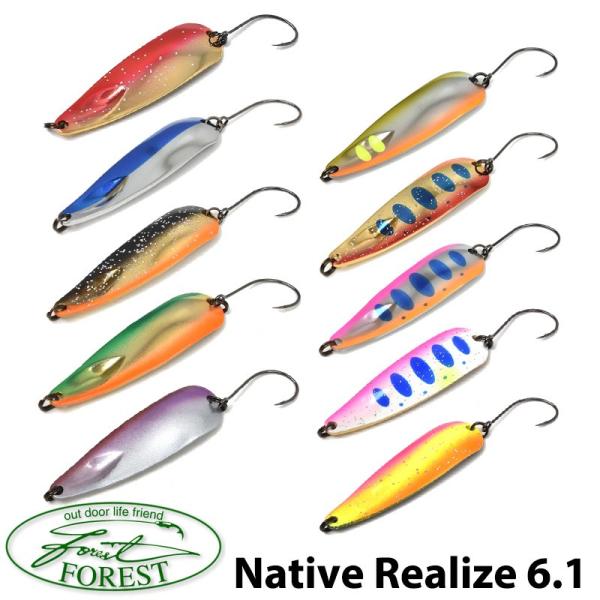 【FOREST】 フォレスト Native Relize ネイティブ リアライズ 6.1g ネイティブシリーズ  ルアー フィッシングツール アウトドア●ウエイト：6.1g●カラー：1.赤金、2.青銀、3.黒金オレンジベリー、4.グリーンオ...