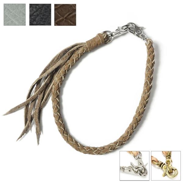 サムライクラフト ウォレットチェーン ウォレットロープ 6本編み エレファントレザー 象革 象革財布 ブラウン ブラック グレー ハンドメイド ヌメ革 経年変化 ベジタブルタンニンなめし 本革