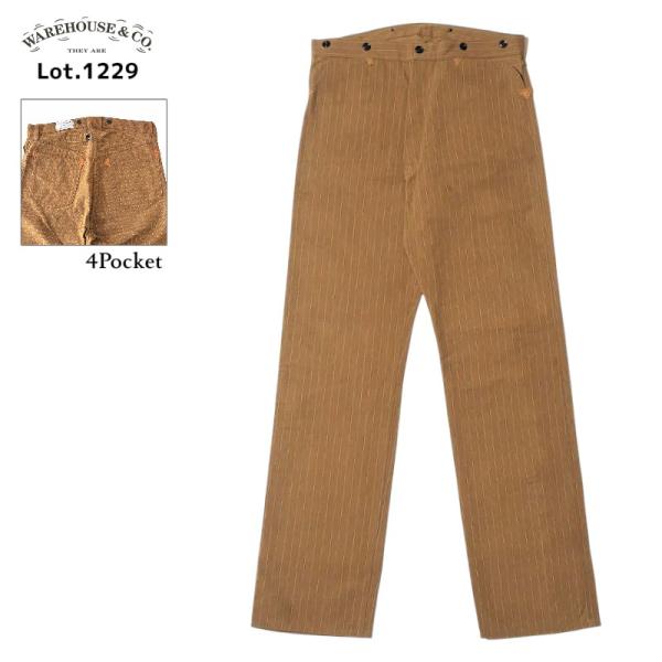 経年変化 日本製 4ポケット グリーンバウムブラザーズ ノンウォッシュ 硫化染め ダックストライプ ブラウンダック レザーバウンド ワークウェア 1229 2025AW【WAREHOUSE GREENEBAUM OVERALLS】 リーバイ...
