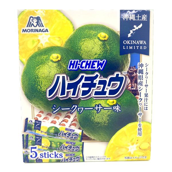 ◆商品について:沖縄限定のハイチュウ。シークヮサー果汁には、沖縄県産シークヮサーを 使用しました。 ◆原材料名 ：水あめ（国内製造）、砂糖、植物油脂、ゼラチン、シークヮサー果汁、濃縮ヨーグルト（乳成分を含む）/酸味料、グリセリン、香料、乳化...
