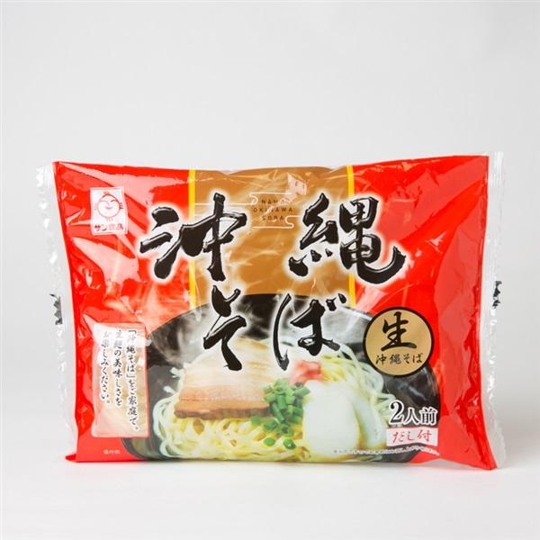 「沖縄そば」をご家庭で。生麺の美味しさをお楽しみ下さい。■原材料：めん-小麦粉（国内製造）、還元水飴、植物油脂、食塩、卵白粉末/酒精、かんすい、加工でん粉、酢酸（Ｎａ）、クチナシ色素、保存料（ポリリジン）、ｐＨ調整剤※一部に小麦・卵・大豆を...