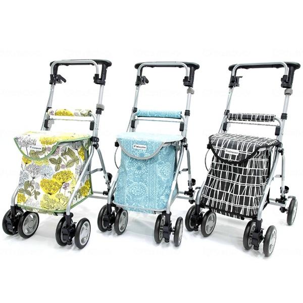 ●サイズ／　幅46.5×奥行52×高さ84〜91.5（3段階）cm　折りたたみ時：奥行28×高さ64cm　座面幅：27cm、座面高：48cm●車輪サイズ／前輪13×後輪15cm●重さ／約4.4kg●材質／フレーム：金属（アルミニウム）バッグ...