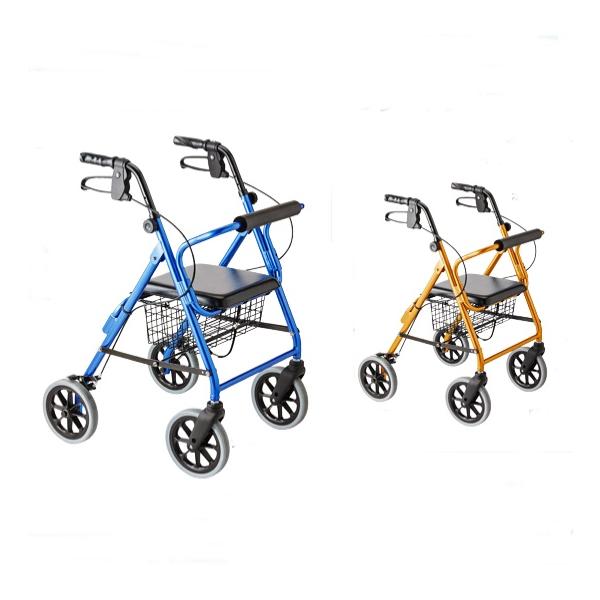 ●品名／ハッピーII●型番／117005(ブルーメタリック)・117006(オレンジメタリック)●サイズ／　幅55.5×奥行62×高さ78〜87cm、座面：幅30.5×奥行30.5cm、　座面高：50cm、ハンドル内幅：39cm●車輪サイズ...