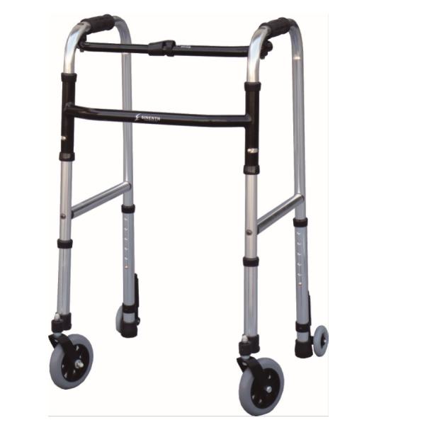 ●型番/WFS-4968SW5GW3●サイズ/幅54×奥行52.5×高さ81〜93.5（6段階/2.5cm）●重さ/3.65kg●最大使用者体重/100kg●材質/アルミ（一部スチール）●特徴/・日本人の体格に合わせたスリム型歩行器。・使用...