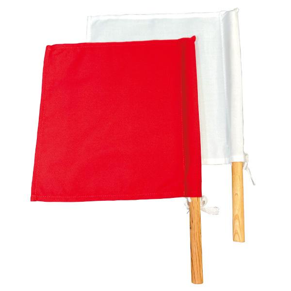 サイズ：布25cm×25cm、棒35cm剣道審判用の紅白旗です。紅白１セット販売となります。刺繍文字は1文字150円になります。紅白で1セットですので、名字2文字を入れる場合ですと文字数は4となります。糸色は旗の色と同色になります。刺繍位置...