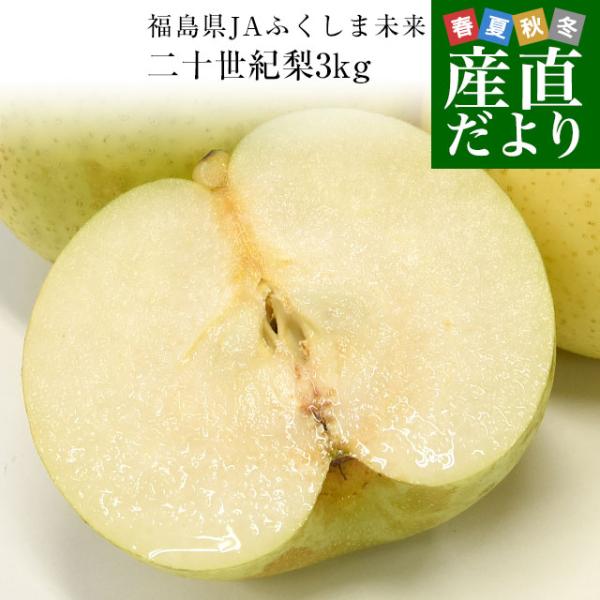 福島県JAふくしま未来より産地直送致します。商品名：梨（二十世紀梨）産地：福島県内容量：約3キロ（6玉から10玉）口いっぱいに広がる爽やかな果汁！青なし特有の爽やかな美味しさがGood！JAふくしま未来・福島地区では、生産者と農協が一体とな...