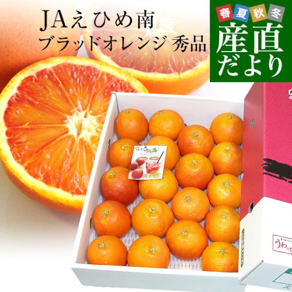 愛媛県JAえひめ南より発送します。名称：ブラッドオレンジ内容量：約3キロ（18玉から20玉前後）産地：愛媛県ブラッドオレンジと言われるこのオレンジは、真っ赤な果汁が特徴です。見た目とは裏腹に濃厚な甘さで、とってもジューシーです。たっぷりの果...