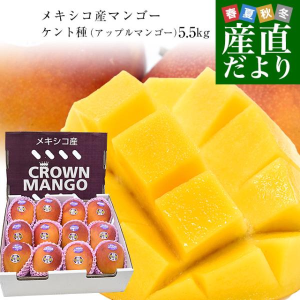 東京大田市場より発送いたします。商品名：マンゴー（アップルマンゴー）内容量：約5.5キロ（12玉から14玉入）産地：メキシコ産トロピカルフルーツと言えばマンゴー！南国のメキシコから空便でフレッシュな状態でお届けします。熟すと皮が赤くなること...