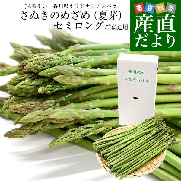 香川県JA香川県より産地直送します。名称：さぬきのめざめ セミロング 夏芽 A（細）サイズ ご家庭用内容量：1キロ（50本から100本前後）長さ：30センチ前後 原産地：香川県シャキシャキとした歯ごたえと爽やかな甘みが特徴で、従来のアスパラ...