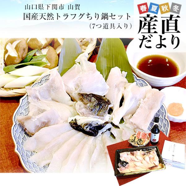 内容量：トラフグちり 400g 鍋だし 55g ポン酢 250ml もみじおろし 20g（5g×4個）原材料名:【トラフグちり】トラフグ（国産）【ポン酢】しょうゆ（国内製造） 砂糖 醸造酢 ゆす果汁 日向夏みかん果汁 昆布エキス かつお節エ...