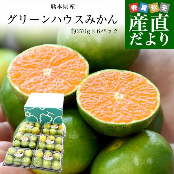 九州より発送します。商品名：グリーンハウスみかん(ご家庭用)産地：熊本県内容量：約270g×6パック(30玉から36玉前後)ご家庭用超小粒グリーンハウスみかんをお届けします！グリーンハウスみかんは、緑かかった果皮の色とは対象的に、果肉は完熟...