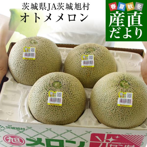 東京大田市場より発送します。名称:メロン(オトメメロン)内容量:約5キロ4Lから3Lサイズ（3玉から4玉入り）産地:茨城県日本有数のメロン産地茨城県旭村で、いち早く出荷がスタートするのが「オトメメロン」 オトメメロンは、2000年から出荷が...