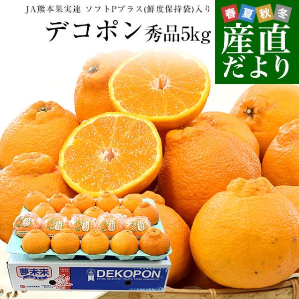東京都大田市場より発送いたします。商品名：デコポン内容量：約5キロ(15玉から20玉入り)原産地：熊本県本場・熊本の美味しいデコポン！一味違う味わいに感激します！味わいがとても濃く、酸味が少なく、甘さもたっぷり！デコポンは〈酸度1％以下、糖...